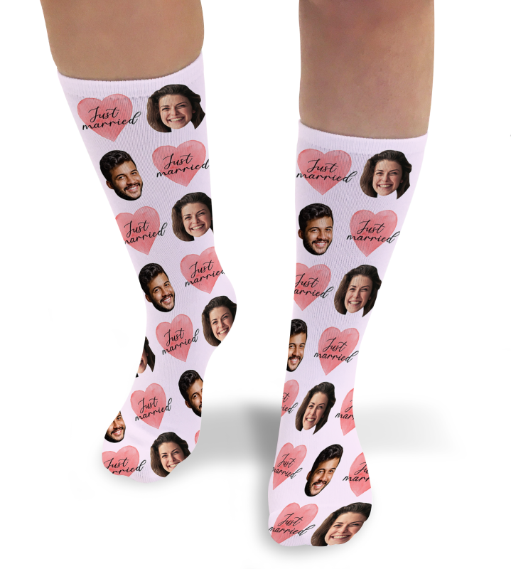 Just Married Personalised Wedding Photo Socks - Photo Socks UK