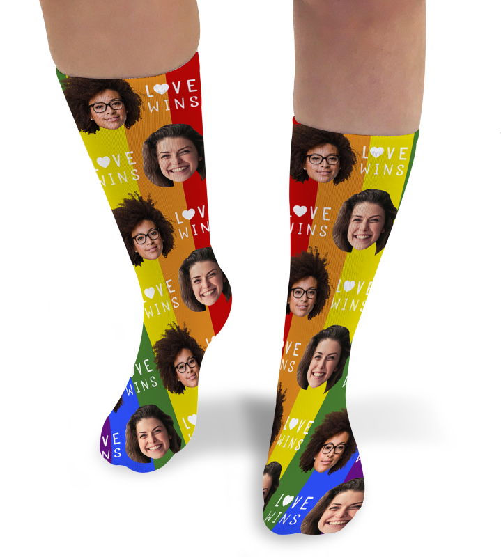 Love Wins Personalised Pride Photo Socks - Photo Socks UK